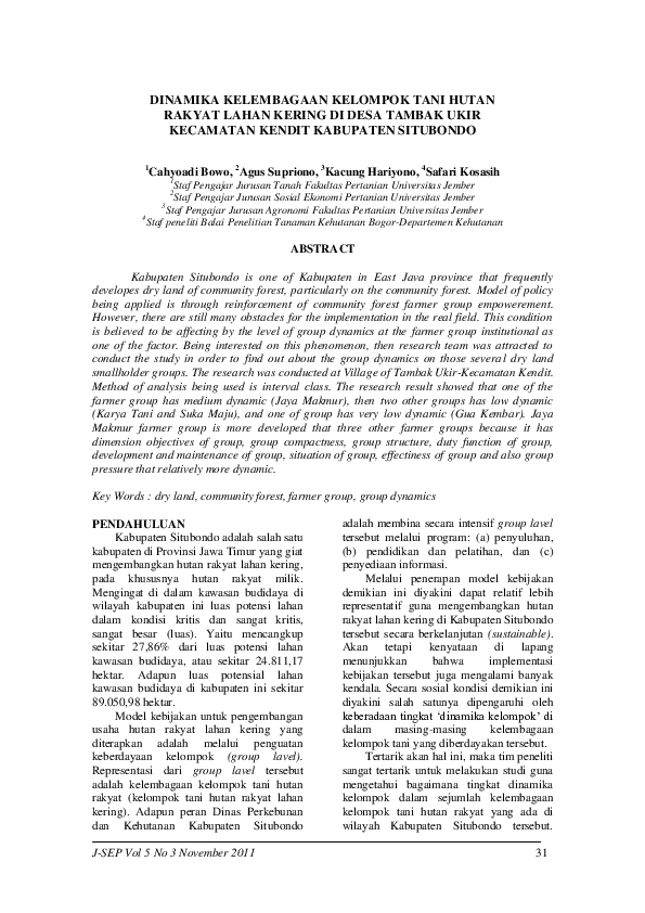 (PDF) Dinamika Kelembagaan Kelompok Tani Hutan Rakyat Lahan Kering DI ...