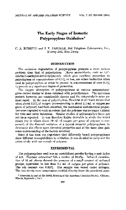 (PDF) The early stages of isotactic polypropylene oxidation