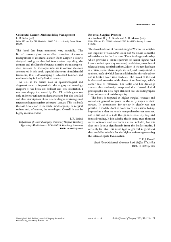 (PDF) Essential surgical practice. A. Cuscheri, R. J. C. Steele and A ...