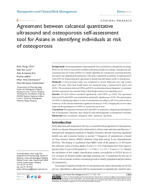 (PDF) Agreement between calcaneal quantitative ultrasound and ...