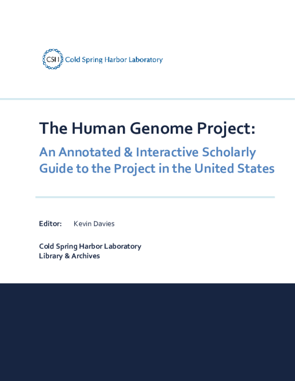 (PDF) The Human Genome Project: An Annotated & Interactive Scholarly ...