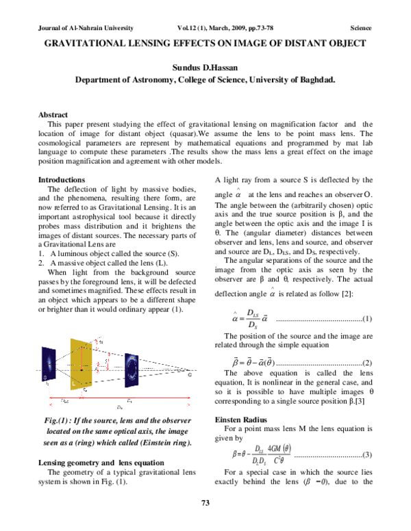 (PDF) Gravitational Lensing Effects on Image of Distant Object