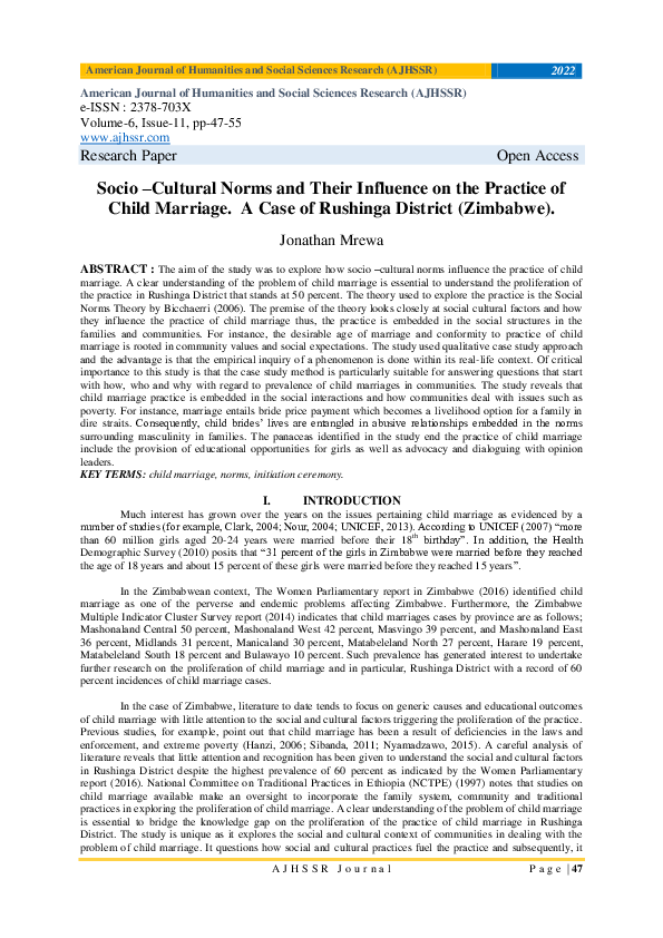 (PDF) Socio -Cultural Norms and Their Influence on the Practice of ...