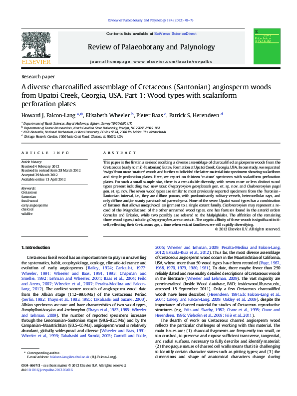 (PDF) A diverse charcoalified assemblage of Cretaceous (Santonian ...