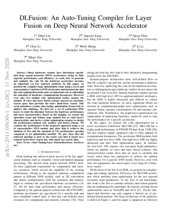 (PDF) DLFusion: An Auto-Tuning Compiler for Layer Fusion on Deep Neural Network Accelerator