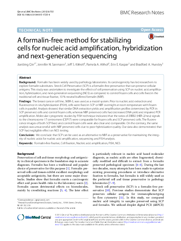 (PDF) A formalin-free method for stabilizing cells for nucleic acid ...