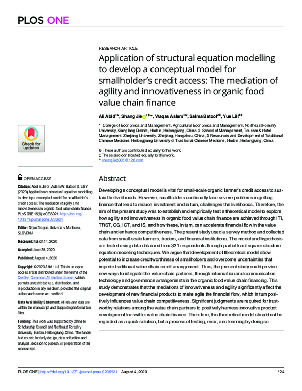 (PDF) Application of Structural Equation Modelling to Evaluate ...