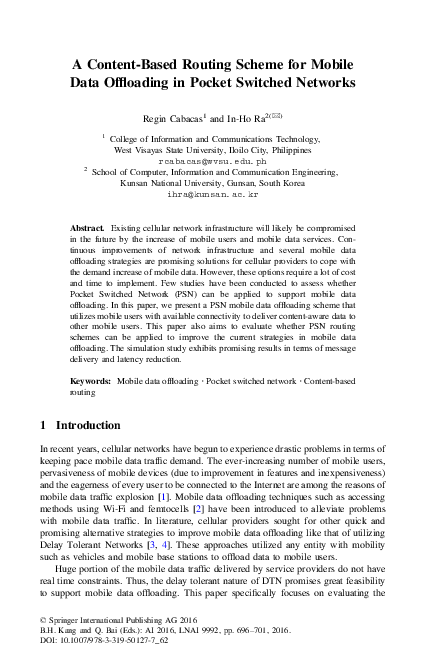 Pdf A Content Based Routing Scheme For Mobile Data Offloading In