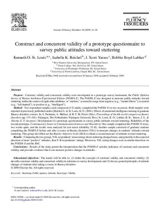 Pdf Construct And Concurrent Validity Of A Prototype Questionnaire To Survey Public Attitudes