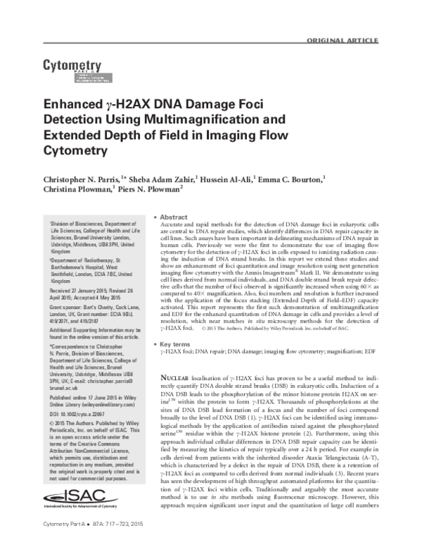 (PDF) Enhanced γ-H2AX DNA damage foci detection using ...