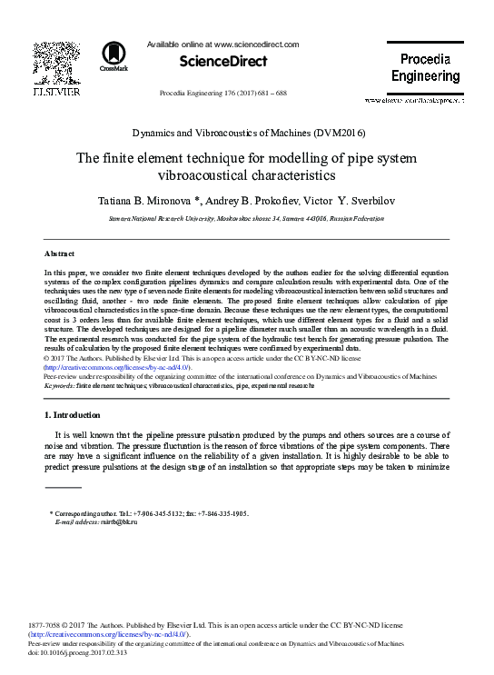 Pdf The Finite Element Technique For Modelling Of Pipe System