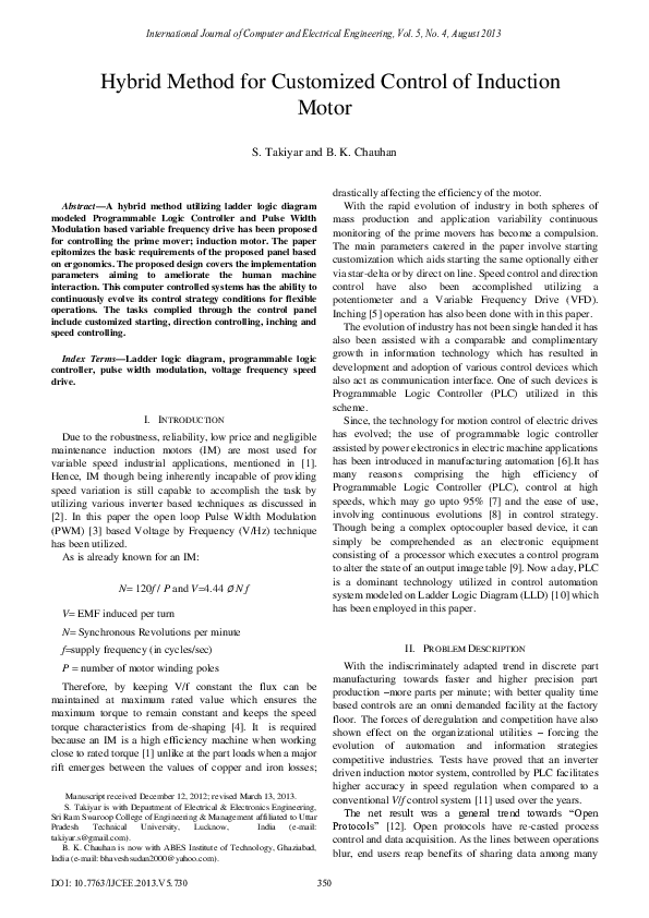 (PDF) Hybrid Method for Customized Control of Induction Motor