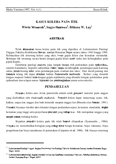 (PDF) Kasus Kolera Pada Itik