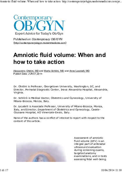 (PDF) Amniotic fluid volume: When and how to take action