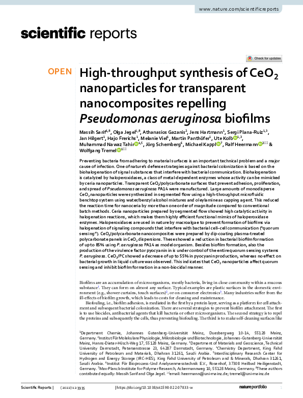 (PDF) High-throughput synthesis of CeO2 nanoparticles for transparent ...
