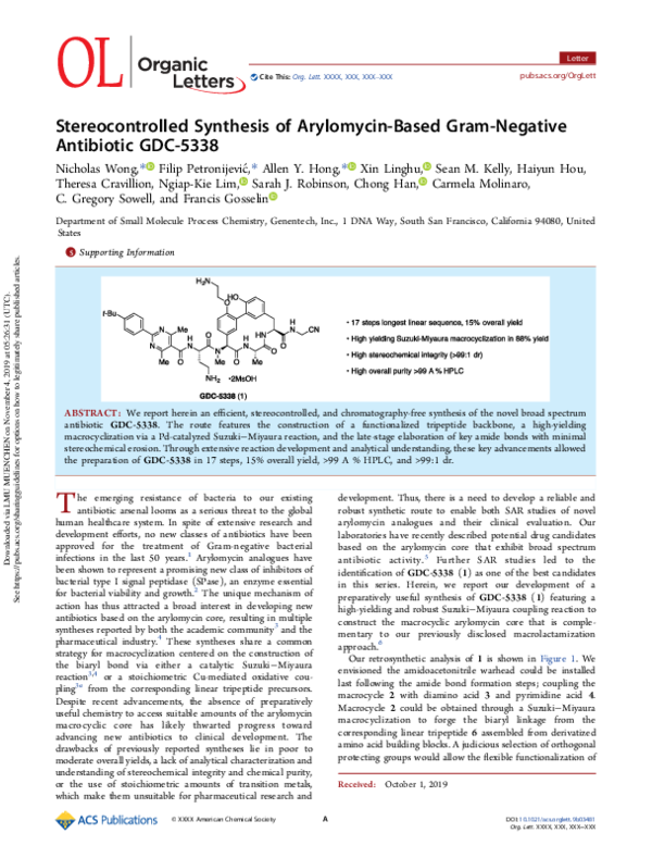 (PDF) Stereocontrolled Synthesis of Arylomycin-Based Gram-Negative ...