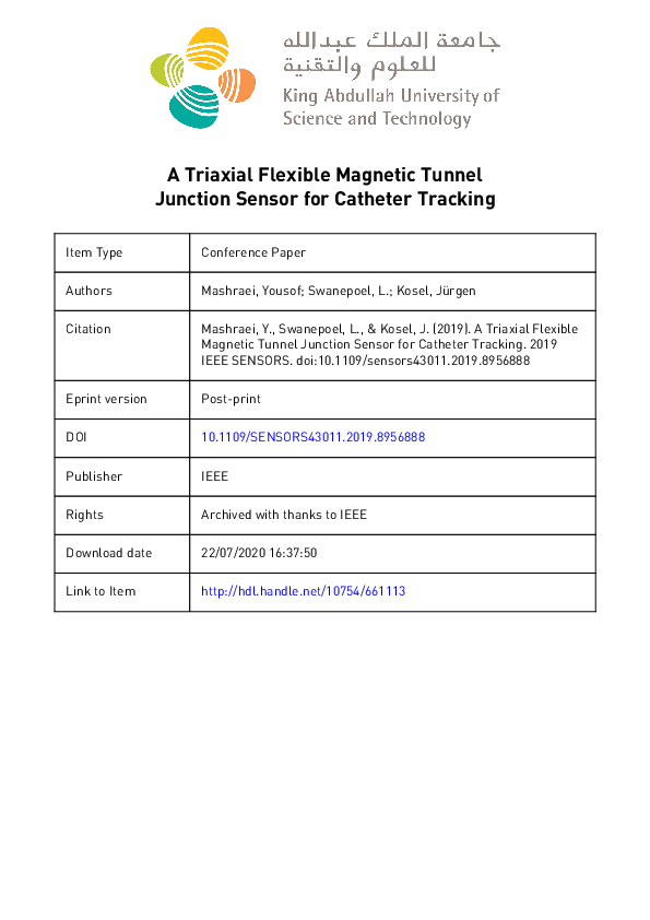 (PDF) A Triaxial Flexible Magnetic Tunnel Junction Sensor for Catheter ...