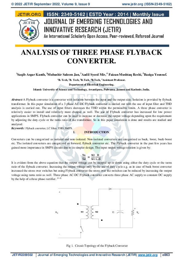 (PDF) Analysis of three phase AC-DC Flyback converter