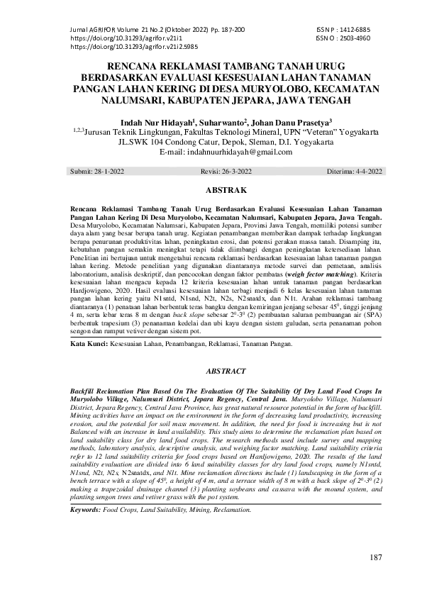 (PDF) Rencana Reklamasi Tambang Tanah Urug Berdasarkan Evaluasi ...