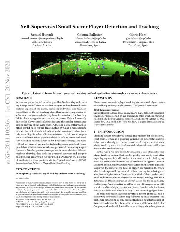(PDF) Self-Supervised Small Soccer Player Detection and Tracking