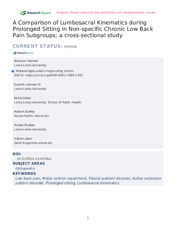 (PDF) A Comparison of Lumbosacral Kinematics during Prolonged Sitting ...