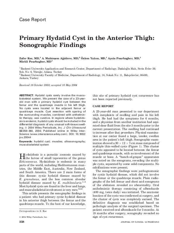 (PDF) Primary hydatid cyst in the anterior thigh: Sonographic findings