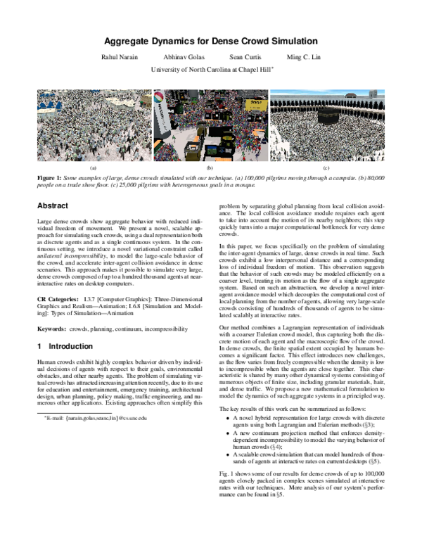 (PDF) Aggregate dynamics for dense crowd simulation