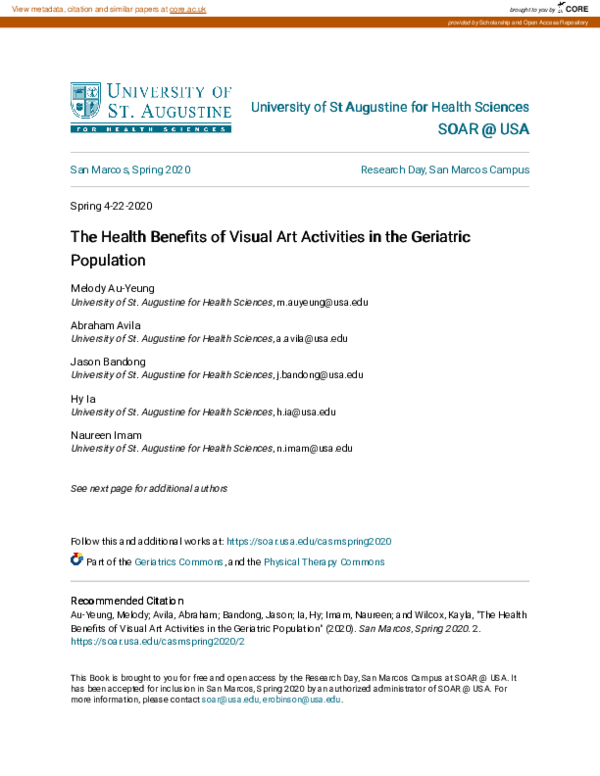 (PDF) The Health Benefits of Visual Art Activities in the Geriatric ...