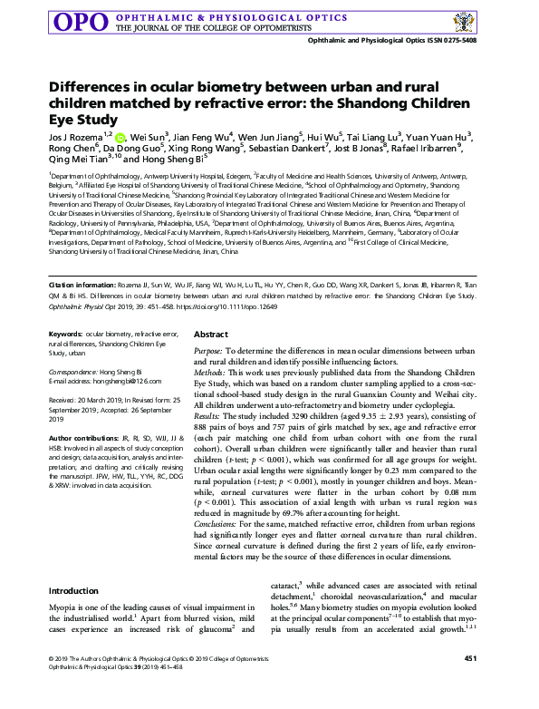 (PDF) Differences in ocular biometry between urban and rural children matched by refractive ...