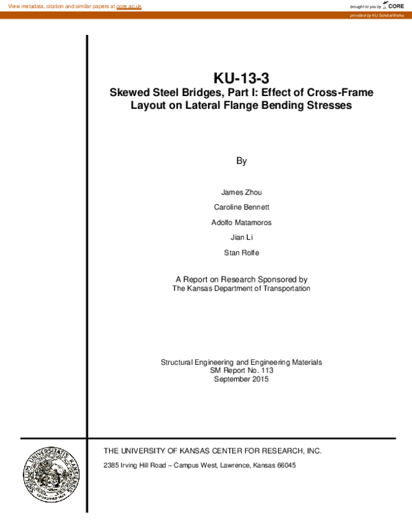 (PDF) Skewed Steel Bridges, Part I: Effect of Cross-Frame Layout on ...
