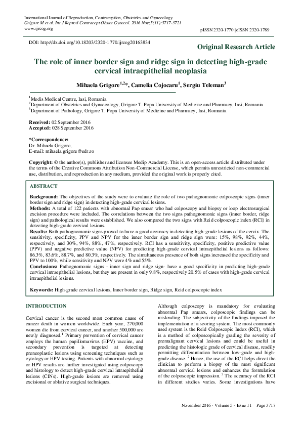 (PDF) The role of inner border sign and ridge sign in detecting high ...