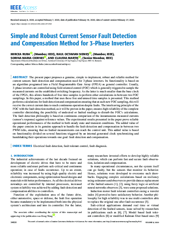 (PDF) Simple and Robust Current Sensor Fault Detection and Compensation ...