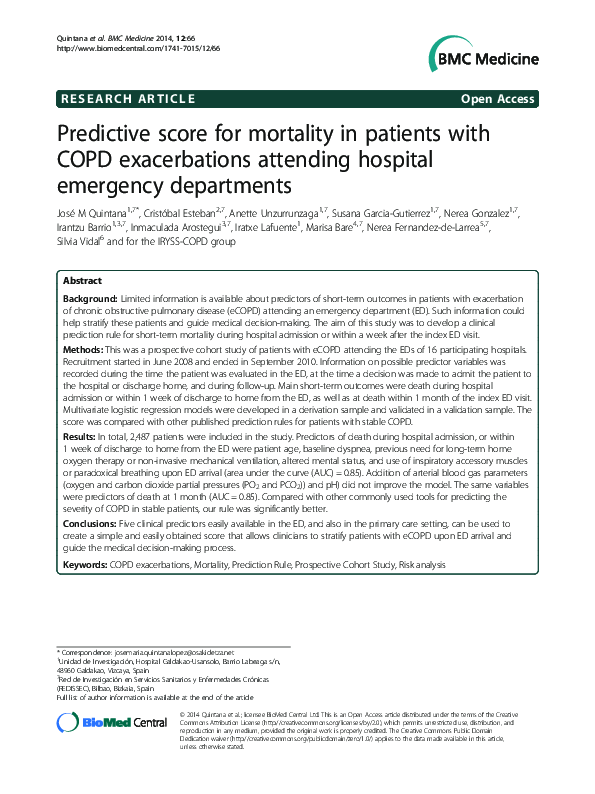 (PDF) Predictive score for mortality in patients with COPD ...