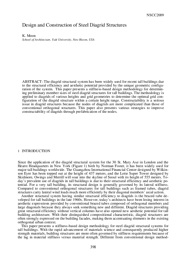 (PDF) Design and Construction of Steel Diagrid Structures