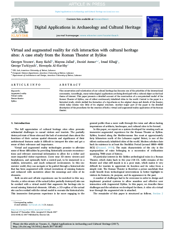 (PDF) Virtual and augmented reality for rich interaction with cultural ...