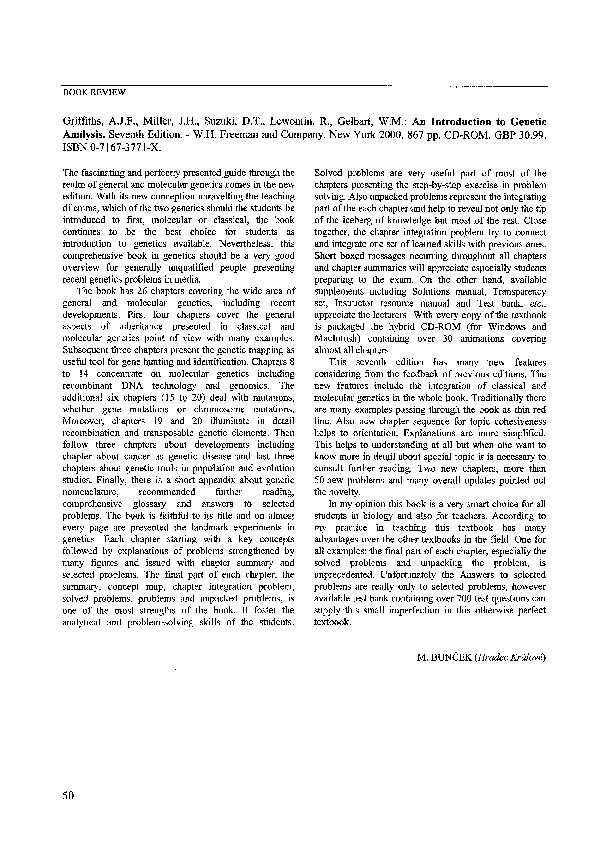 (PDF) Griffiths, A.J.F., Miller, J.H., Suzuki, D.T., Lewontin, R., Gelbart, W.M.: An ...