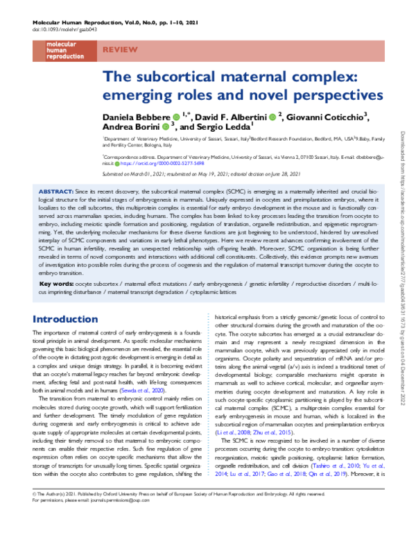 (PDF) The subcortical maternal complex: emerging roles and novel ...