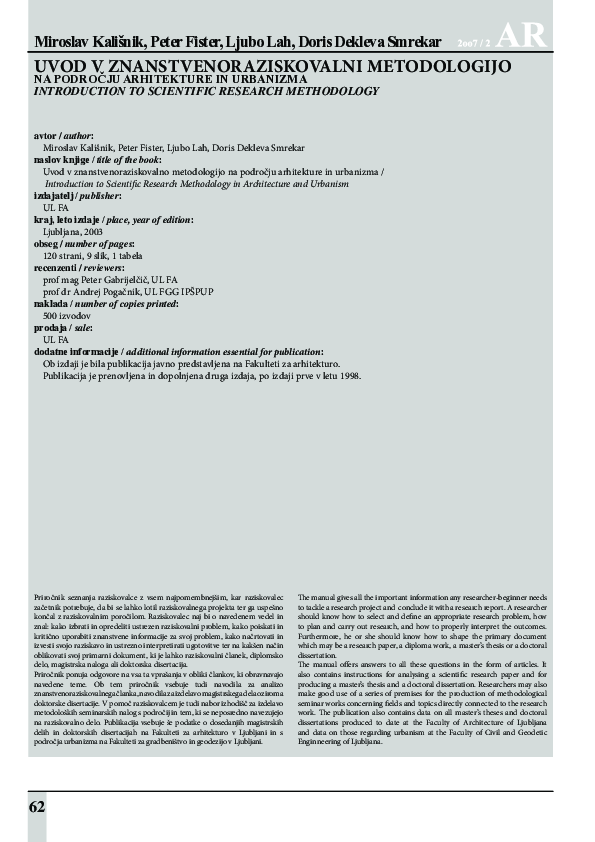 (PDF) UVOD V ZNANSTVeNORAZISKOVALNI MeTODOLOGIJO