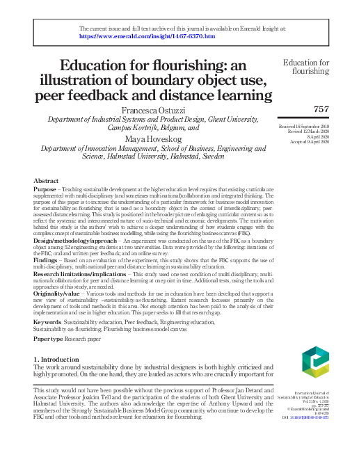 (PDF) Education for flourishing: an illustration of boundary object use ...