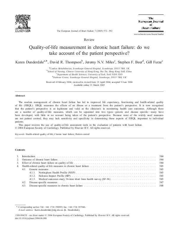 (PDF) Quality-of-life measurement in chronic heart failure: do we take ...