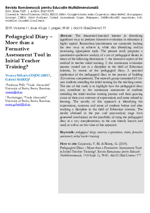 (PDF) Pedagogical Diary – More than a Formative Assessment Tool in Initial Teacher Training?