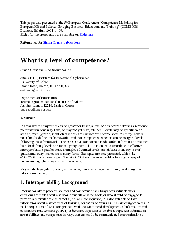 (DOC) What is a level of competence?