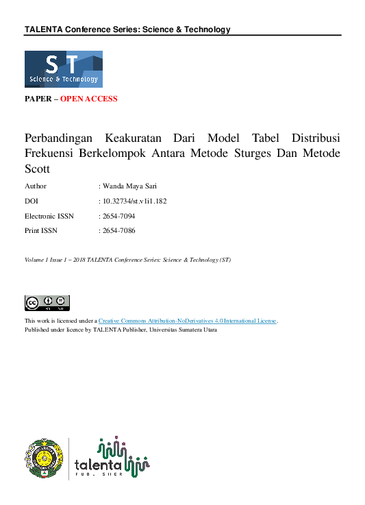 (PDF) Perbandingan Keakuratan Dari Model Tabel Distribusi Frekuensi ...