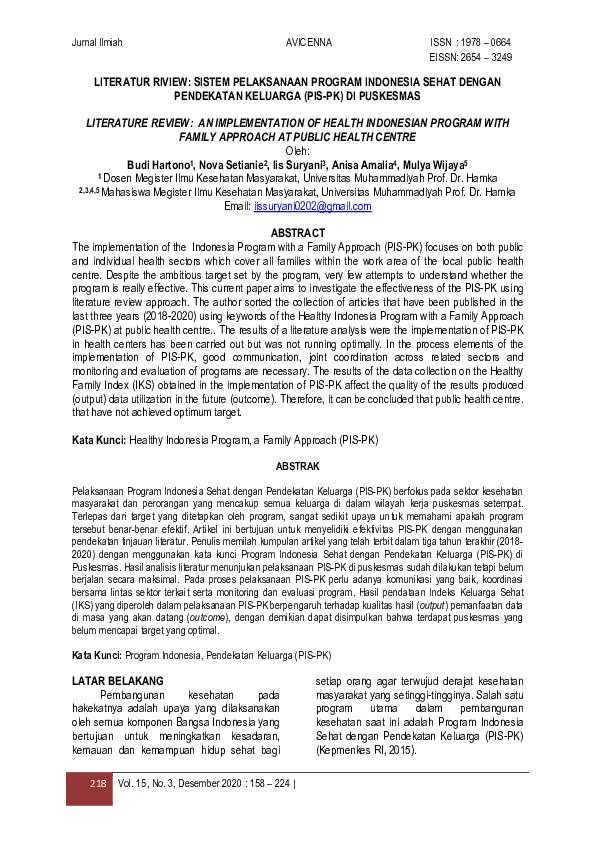 (PDF) Literatur Riview: Sistem Pelaksanaan Program Indonesia Sehat ...