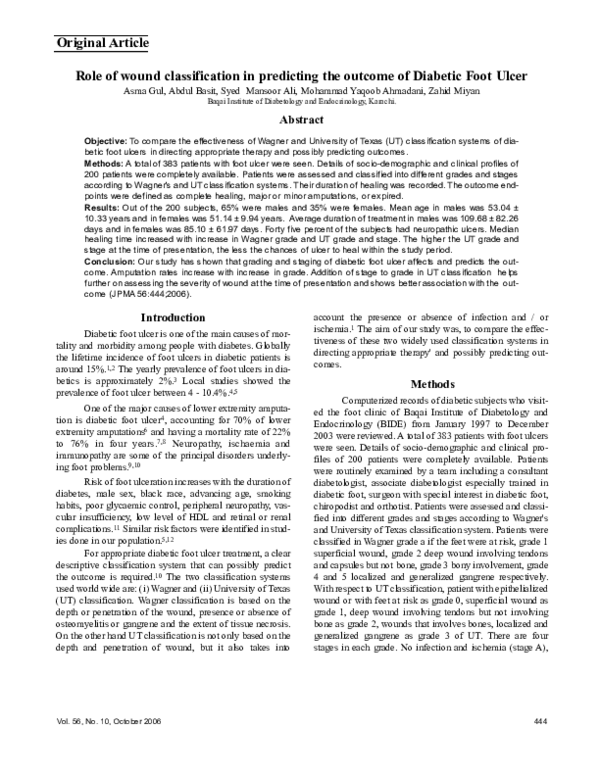 (PDF) Role of wound classification in predicting the outcome of ...
