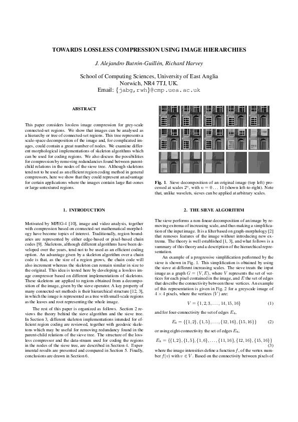 (PDF) Towards Lossless Compression Using Image Hierarchies