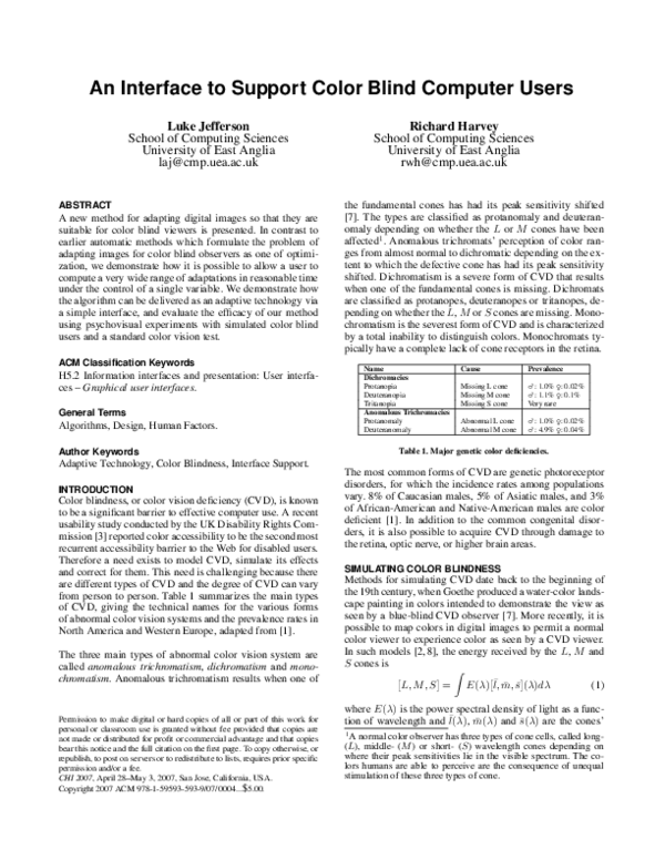 (PDF) An interface to support color blind computer users