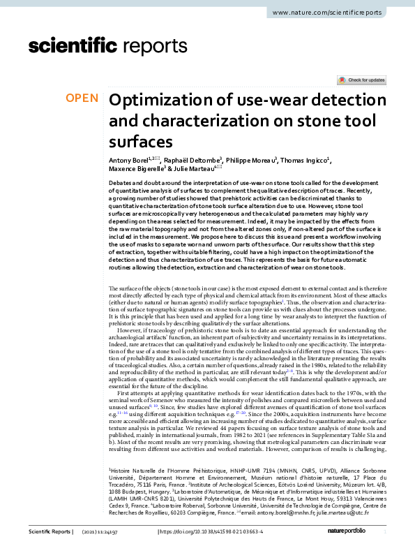 (PDF) Optimization of use-wear detection and characterization on stone tool surfaces