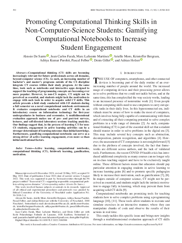 (PDF) Promoting Computational Thinking Skills in Non-Computer-Science ... (PDF) Promoting Computational Thinking Skills in Non-Computer-Science ...