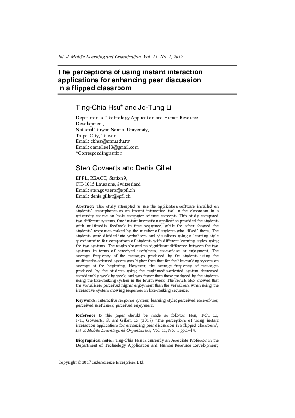 (PDF) The perceptions of using instant interaction applications for ...